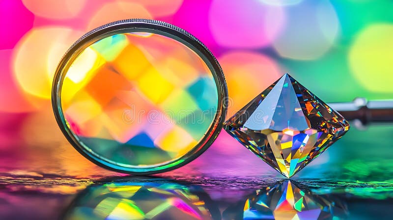 Sparkling Gemstone Viewed through Magnifying Glass Stock Photo - Image ...