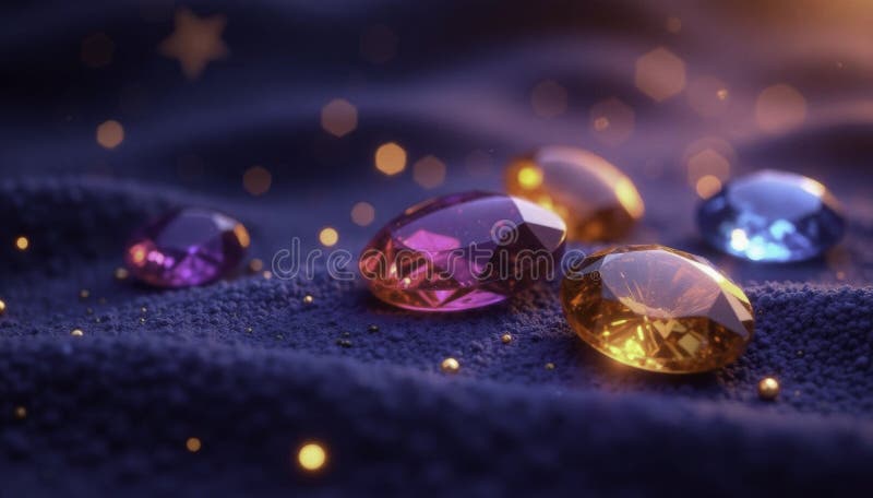 Sparkling Gemstones and Shimmering Stars on a Velvet Surface, Shine ...