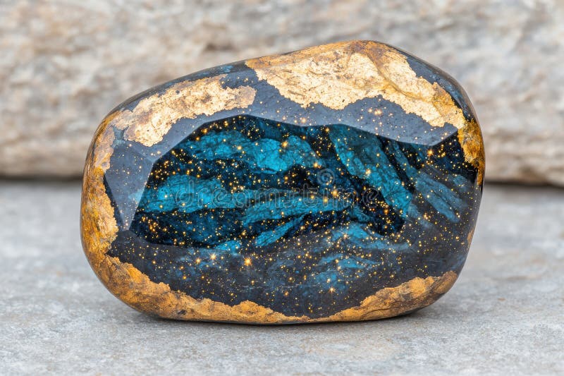 Sparkling Geode with Blue and Gold Crystals Stock Illustration ...