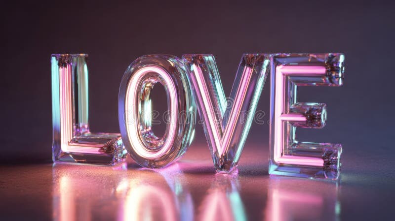 Sparkling Glass Love Text on Moody Lit Background Stock Image - Image ...