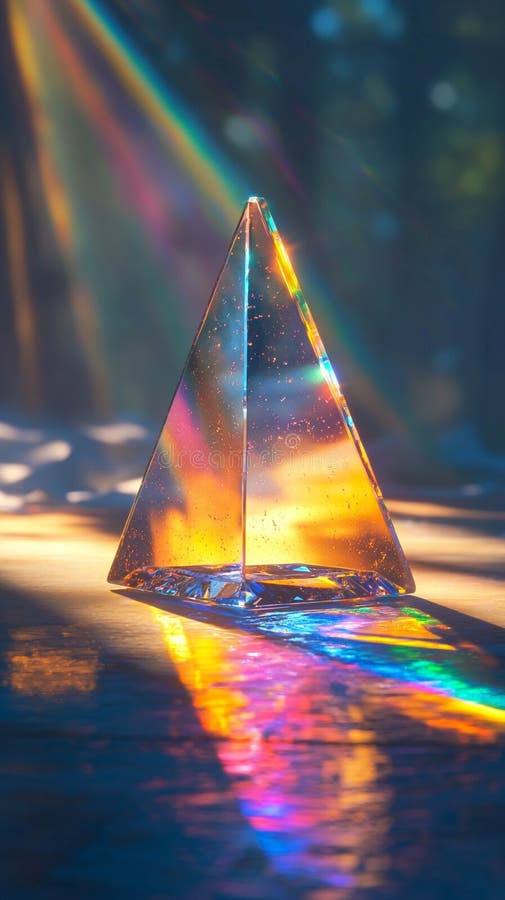 Sparkling Glass Pyramid Casting Rainbow Light Refraction Abstract Art ...