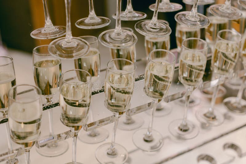 Sparkling Glasses Arranged Elegantly in a Bar Setting Ready for a ...