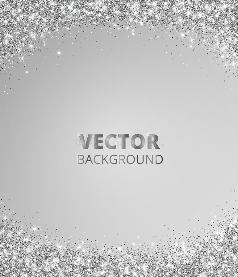 Sparkling Glitter Border, Frame. Falling Silver Dust on Gray Background ...