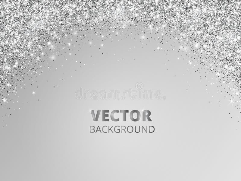 Sparkling Glitter Border, Frame. Falling Silver Dust on Gray Background ...