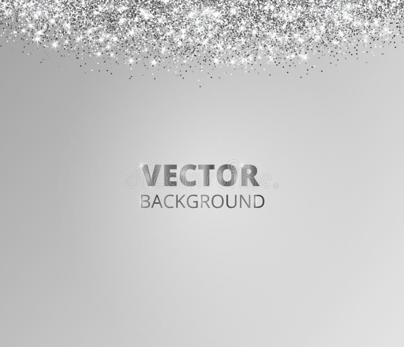 Sparkling Glitter Border, Frame. Falling Silver Dust on Gray Background ...