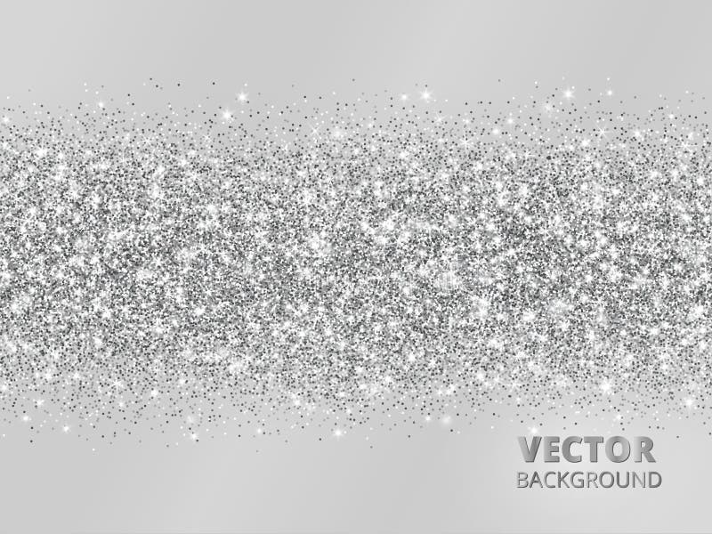 Sparkling Glitter Border on Grey Background. Silver Rectangle of ...