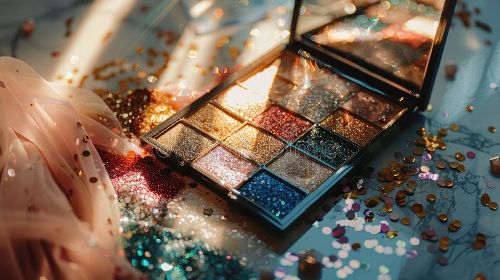 Sparkling Glitter Eyeshadow Palette with Festive Confetti Stock ...
