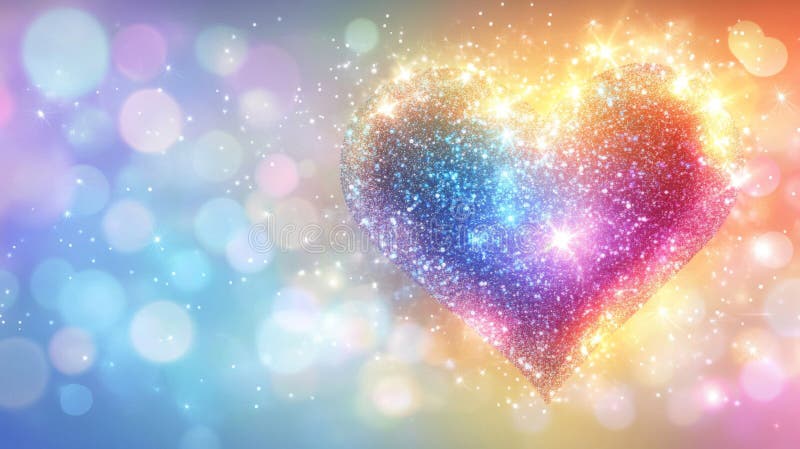 Sparkling Glitter Heart Shimmers in Pastel Rainbow Light Stock ...
