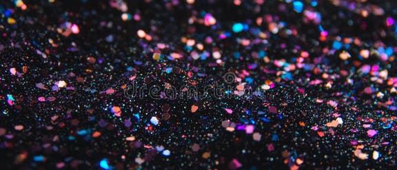 Sparkling Glitter Texture with Scattered Particles on a Deep Black ...