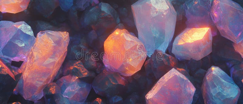 Sparkling Glowing Gems with Varied Colors Creating a Captivating Visual ...