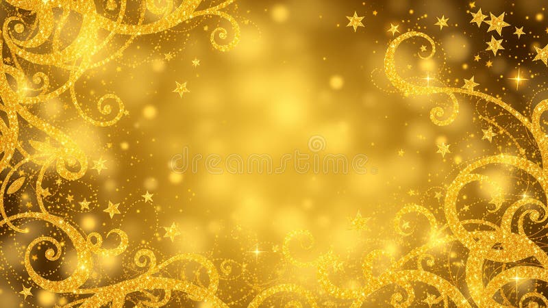 Sparkling Gold Background with Swirls and Stars Stock Illustration ... Sparkling Gold Background with Swirls and Stars Stock Illustration ...