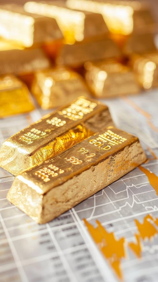 Sparkling Gold Bars Alongside a Chart Representing Business Profit ...