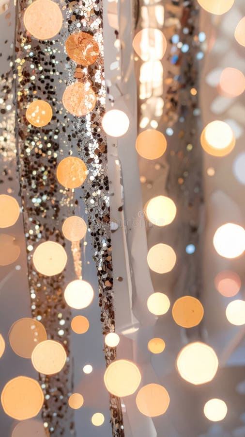 Sparkling Gold Bokeh Lights Overlay on Sheer White Fabric Backdrops ...