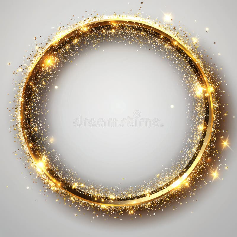 Sparkling Gold Circle Glitter Frame Elegant Design, Isolated on a White ...