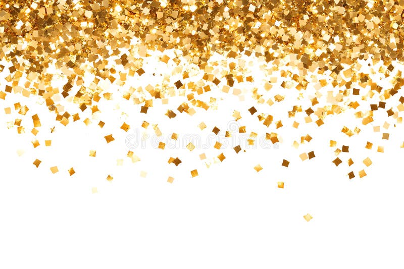 Sparkling Gold Confetti Falling Gracefully Against a White Background ...