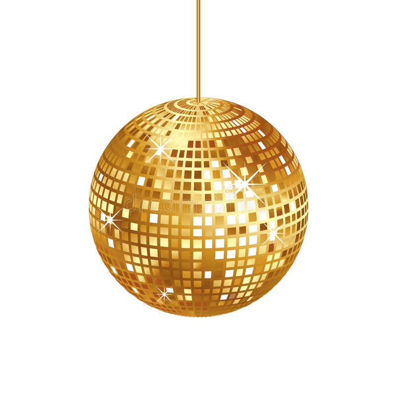 Sparkling Gold Disco Ball Isolated Stock Vector Illustration Of