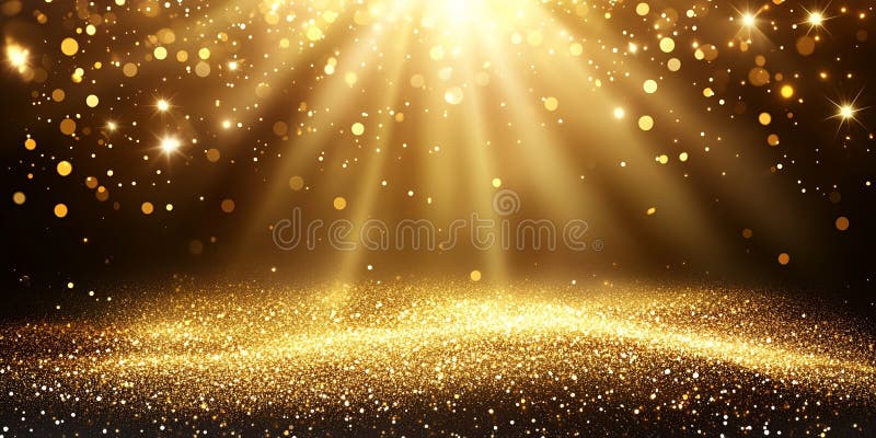 Sparkling Gold Glitter with Soft Light Beams Stock Photo - Image of ...
