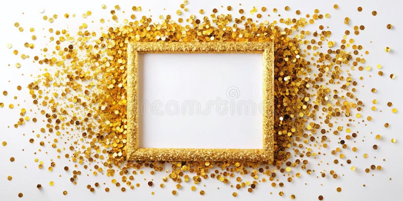 Sparkling Gold Square Frame with Random Sequins a Luxurious Design ...