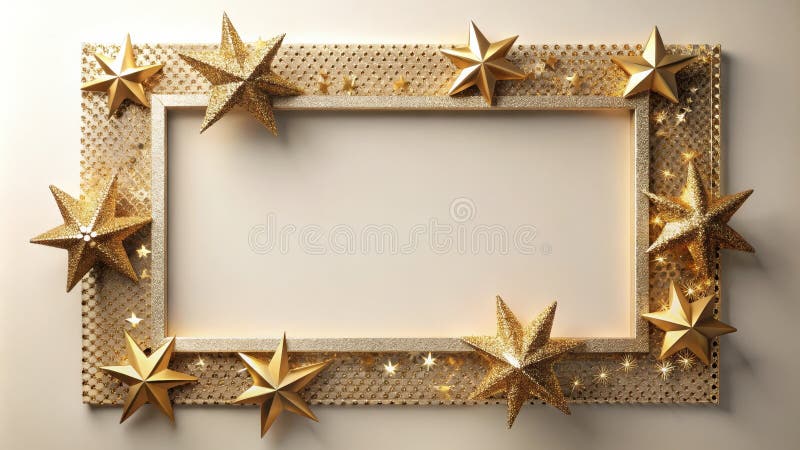 Sparkling Gold Star Frame for Festive Holiday Messages. Generative AI ...