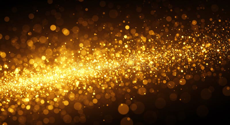 Sparkling Golden Bokeh Background with Glowing Light Particles Abstract ...