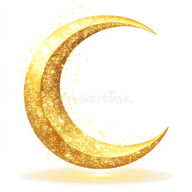 Sparkling Golden Crescent Moon Design Element Festive Glitter Isolated ...