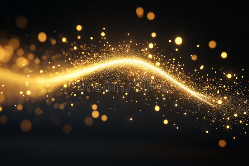 Sparkling Golden Dust Trail Abstract Background Shimmering Particles ...