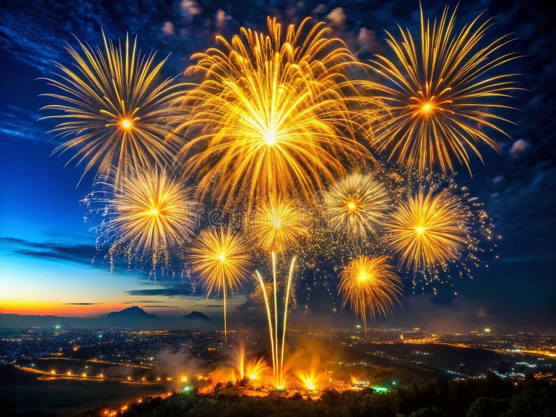 Sparkling Golden Fireworks Against a Pristine White Canvas a ...