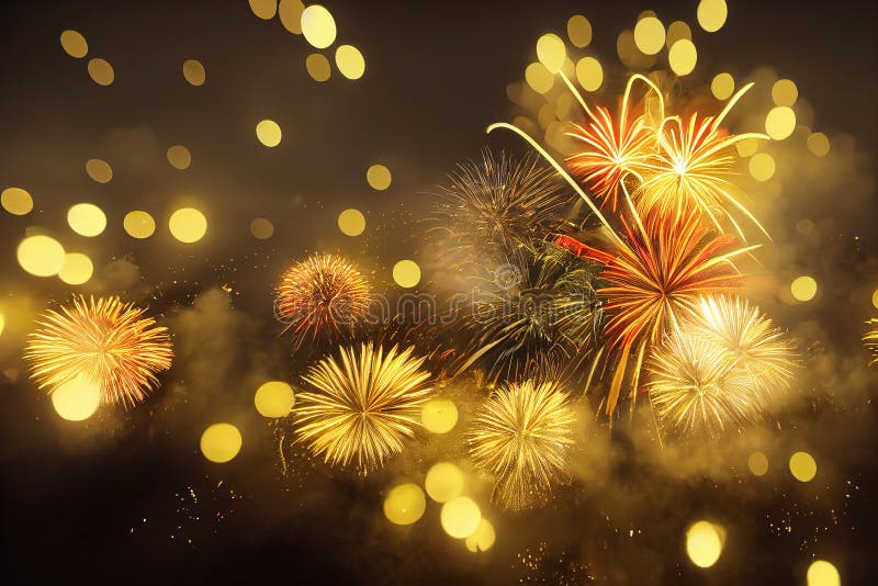 Sparkling Golden Fireworks. AI Generated Stock Illustration ...