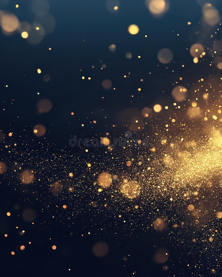 Sparkling Golden Particles on Dark Background Stock Illustration ...