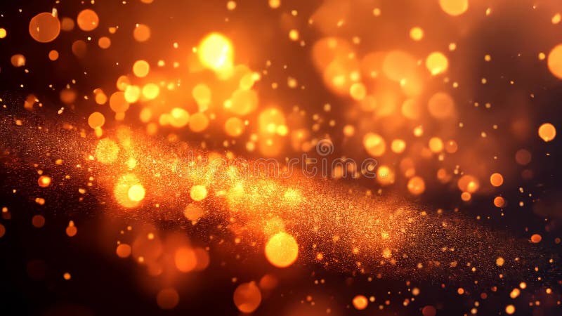 Sparkling Golden Particles Swirl Gracefully through a Dark Background ...