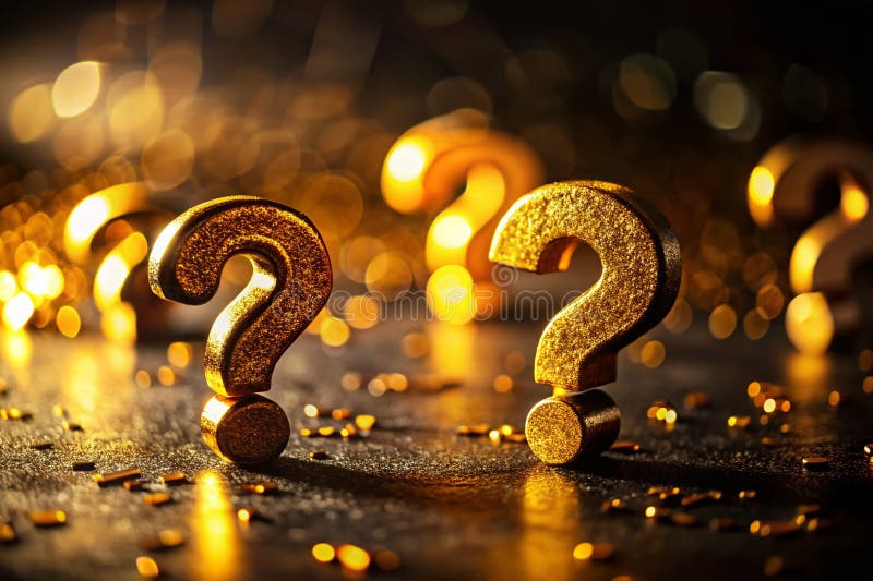 Sparkling Golden Question Marks on a Textured Canvas a Visual ...