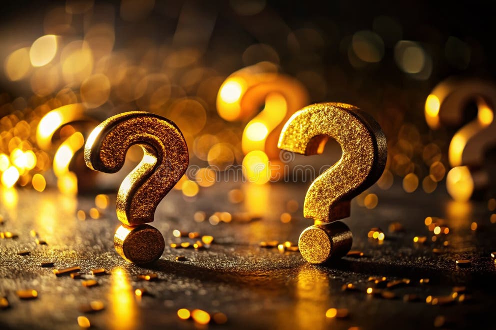 Sparkling Golden Question Marks on a Textured Canvas a Visual ...