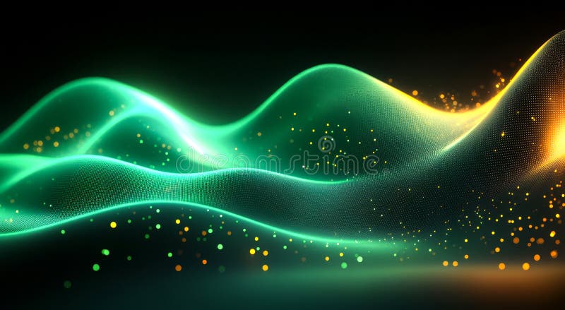 Sparkling Green and Gold Waves Stock Image - Image of fluid, ethereal ...