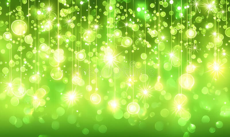 Sparkling Green Lights Hanging, Festive Backdrop for Celebrations ...
