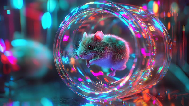 A Sparkling Hamster Running in a Colorful Exercise Wheel Inside Its ...