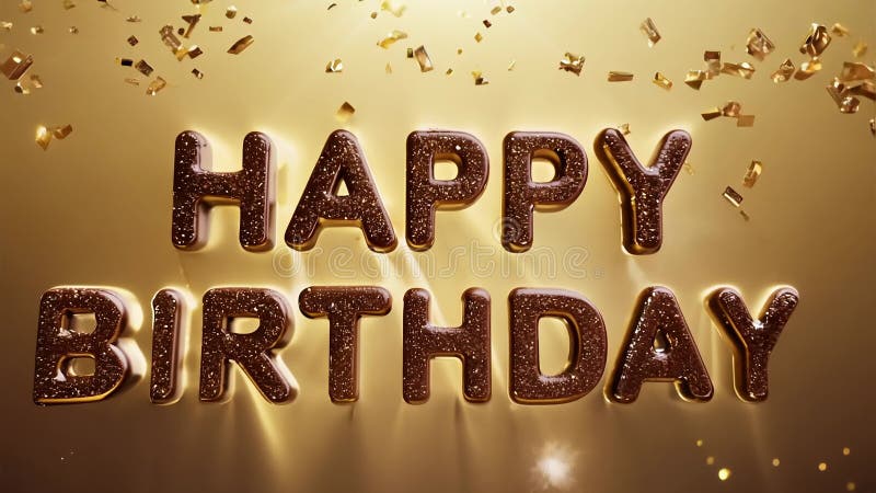 Sparkling Happy Birthday Text with Gold Confetti Animation Stock ...