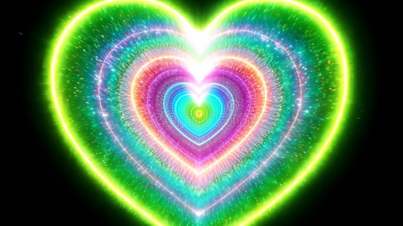 Sparkling Heart Expanding with Dynamic Motion on Black Background Stock ...