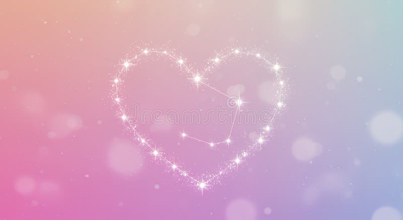 Sparkling Heart Shape with Constellation on Pastel Gradient Background ...