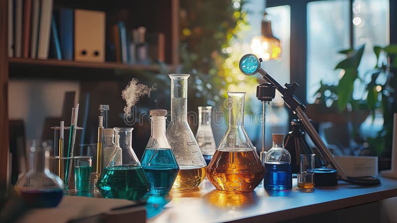 A Sparkling Home Lab Setup with Chemistry Kits and Magnifying Tools ...
