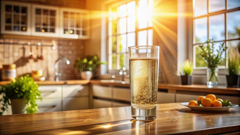Sparkling Hydration in a Sun-Drenched Kitchen: a Refreshing Still Life ...