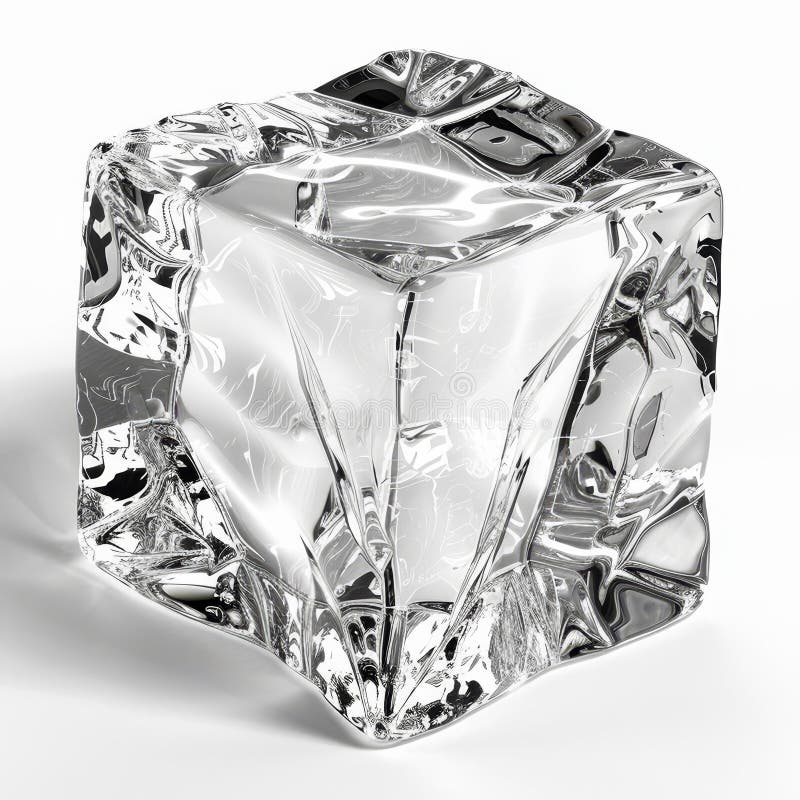 Sparkling Ice Cube on a White Backdrop, Perfect Clarity, Ai Generated ...