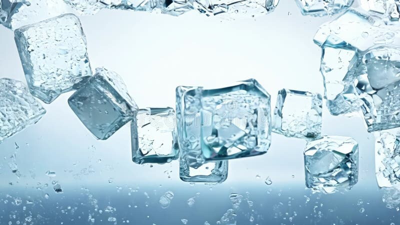 Sparkling Ice Cubes Cascading Down White Surface in a Refreshing Summer ...