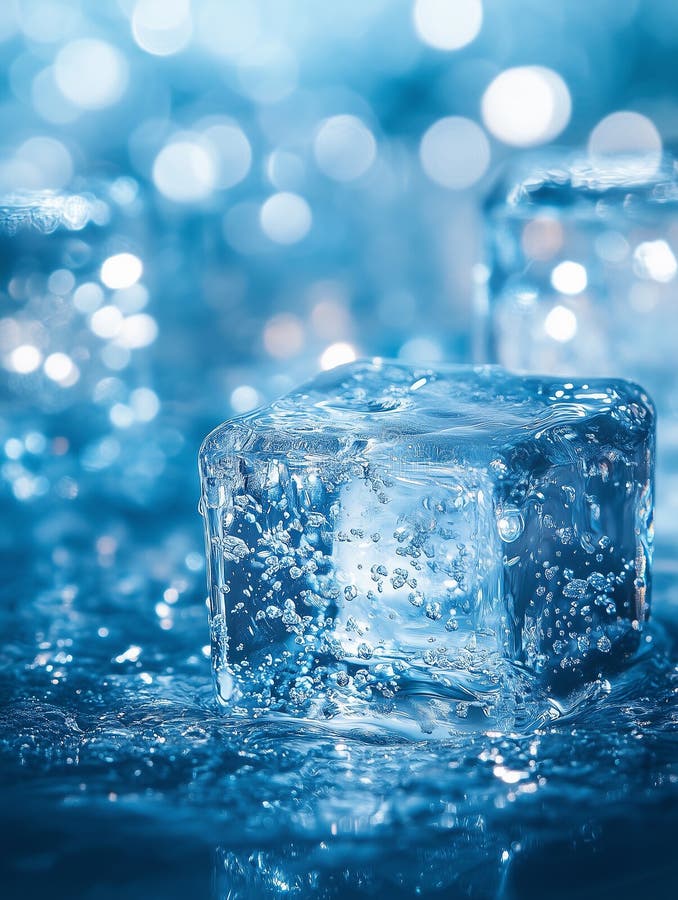 Sparkling Ice Cubes on a Cool Blue Surface Stock Photo - Image of ...