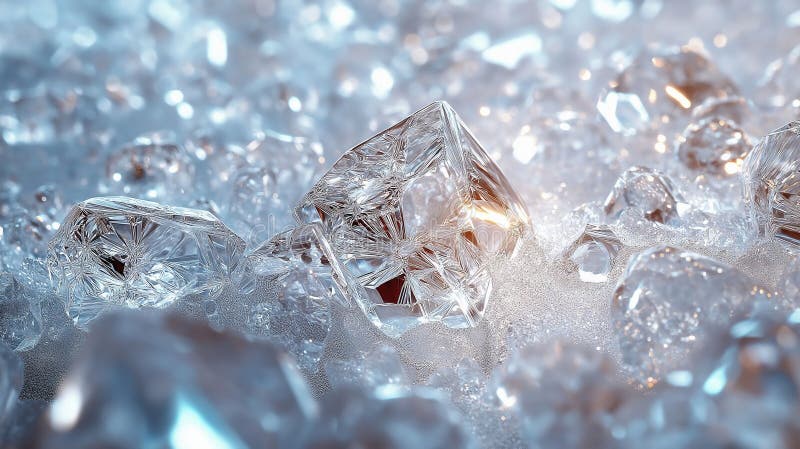 Sparkling Ice Cubes Resting on a Bed of Crushed Ice at a Party Setting ...