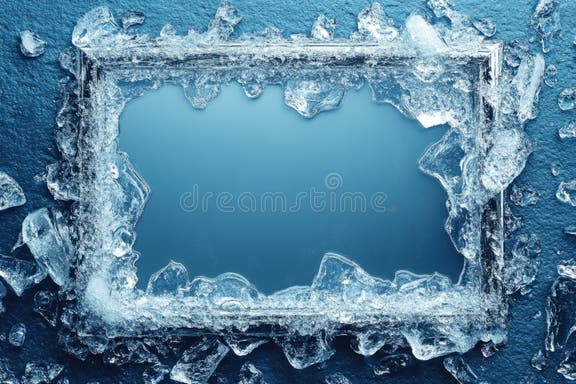Sparkling Ice Frame Creating a Border on a Frozen Background, Offering ...