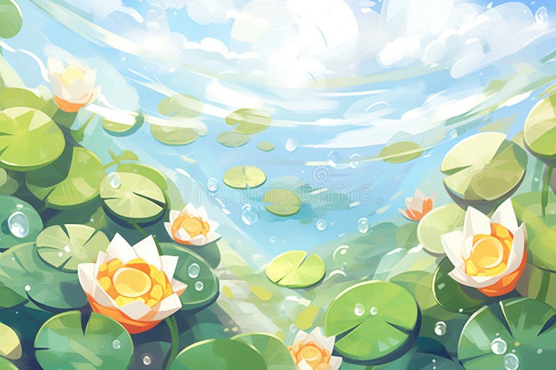 Sparkling Ice Lotus on Lily Pads Under Sunlight Stock Photo - Image of ...