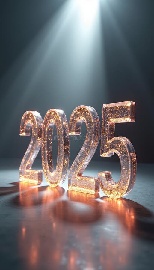 Sparkling 2025 Illuminated with a Dramatic Spotlight Stock Photo ...