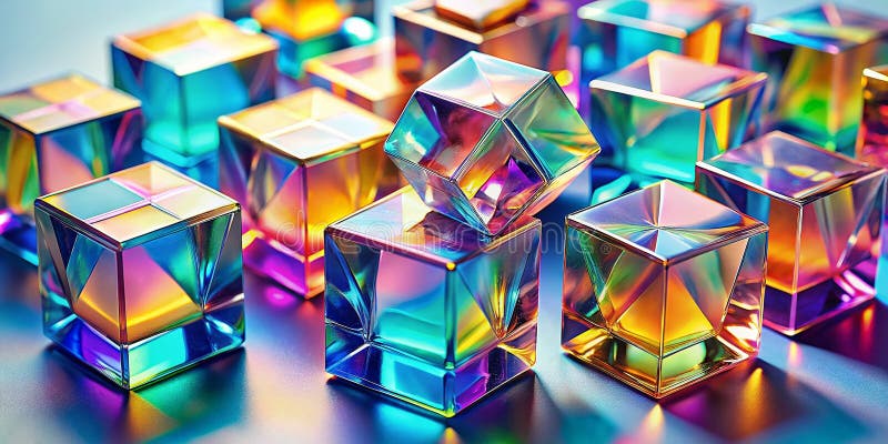 Sparkling Iridescent Crystal Cubes on a Pristine White Background a ...