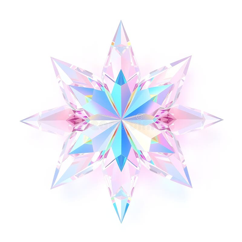 Sparkling Iridescent Crystal Star Geometric Facets Holiday Decoration ...