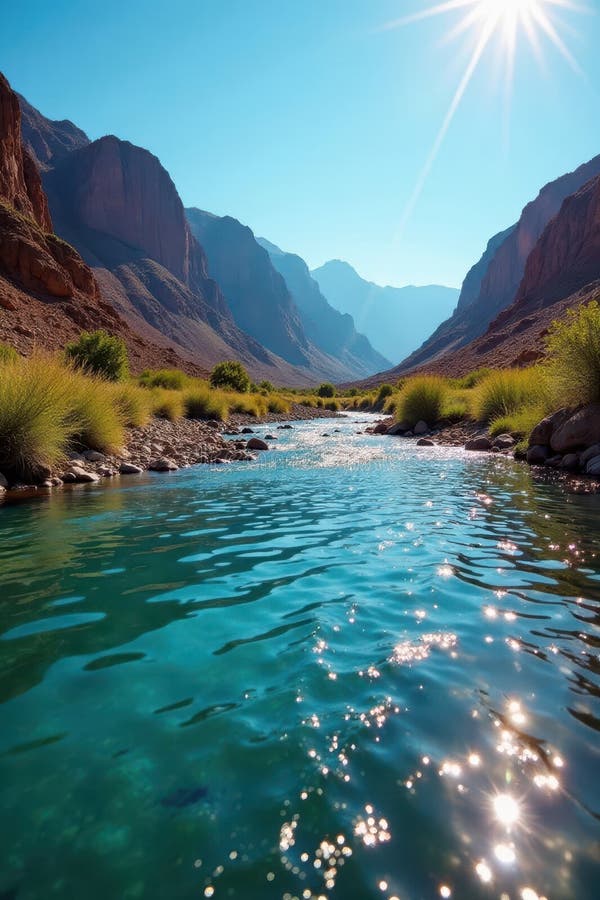 Sparkling Jordan River Under Vibrant Blue Sky , Paradise, Clear Stock ...